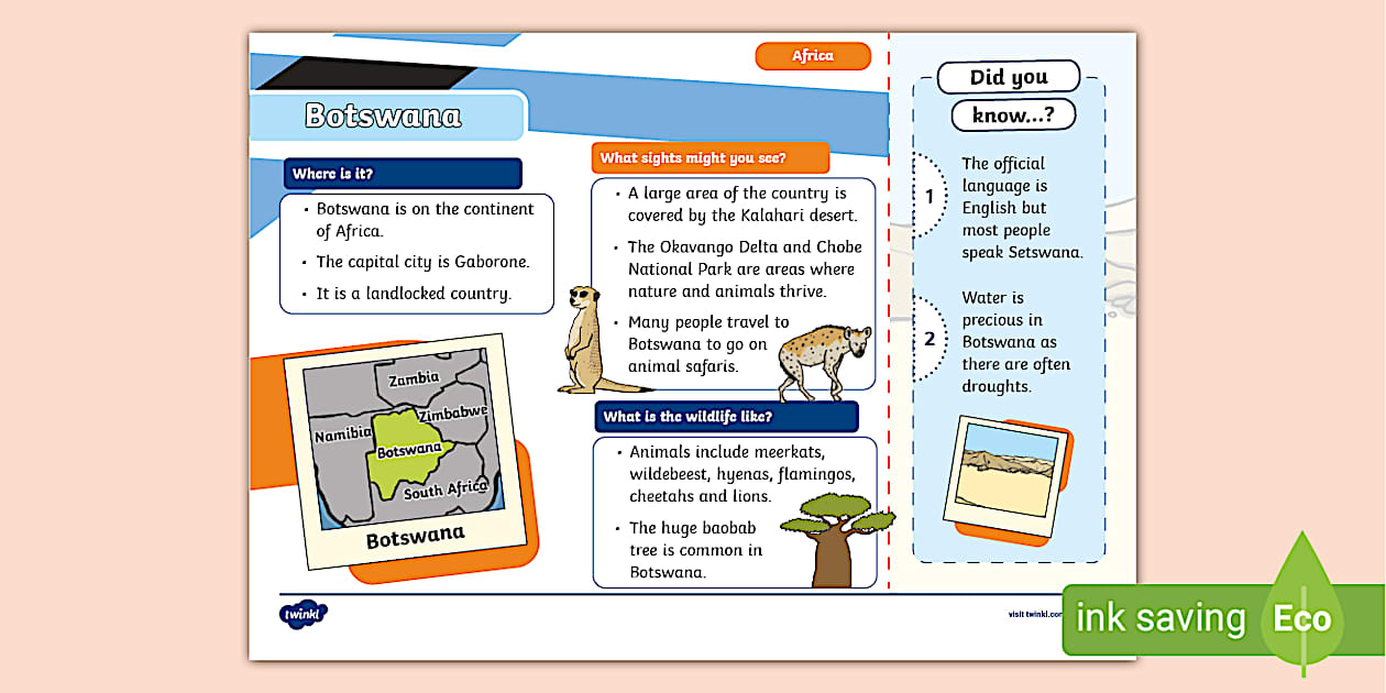 KS1 Botswana Fact File (teacher made) - Twinkl