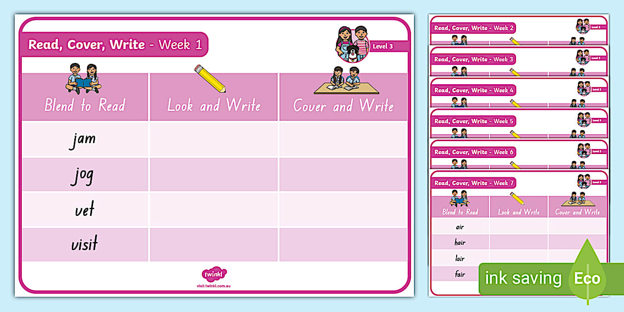 Level 3 Read, Cover, Write Activity Sheets Pack - Twinkl