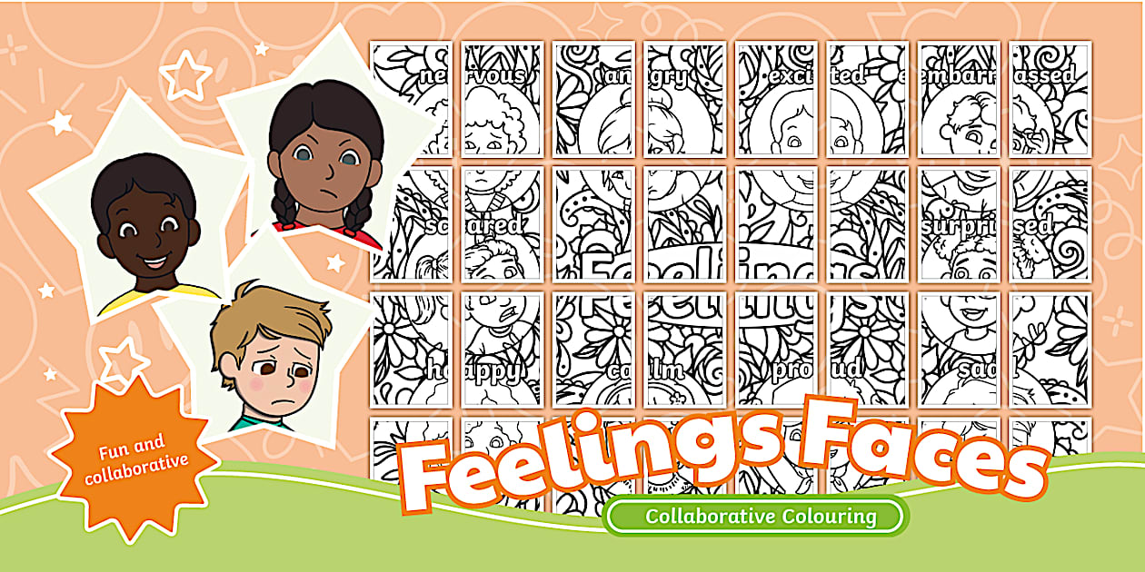 Feelings Faces Collaborative Colouring