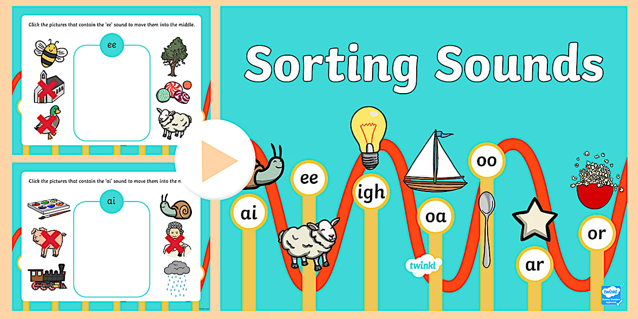 ai, ee, igh, oa, oo, ar, or Sorting Sounds PowerPoint Game