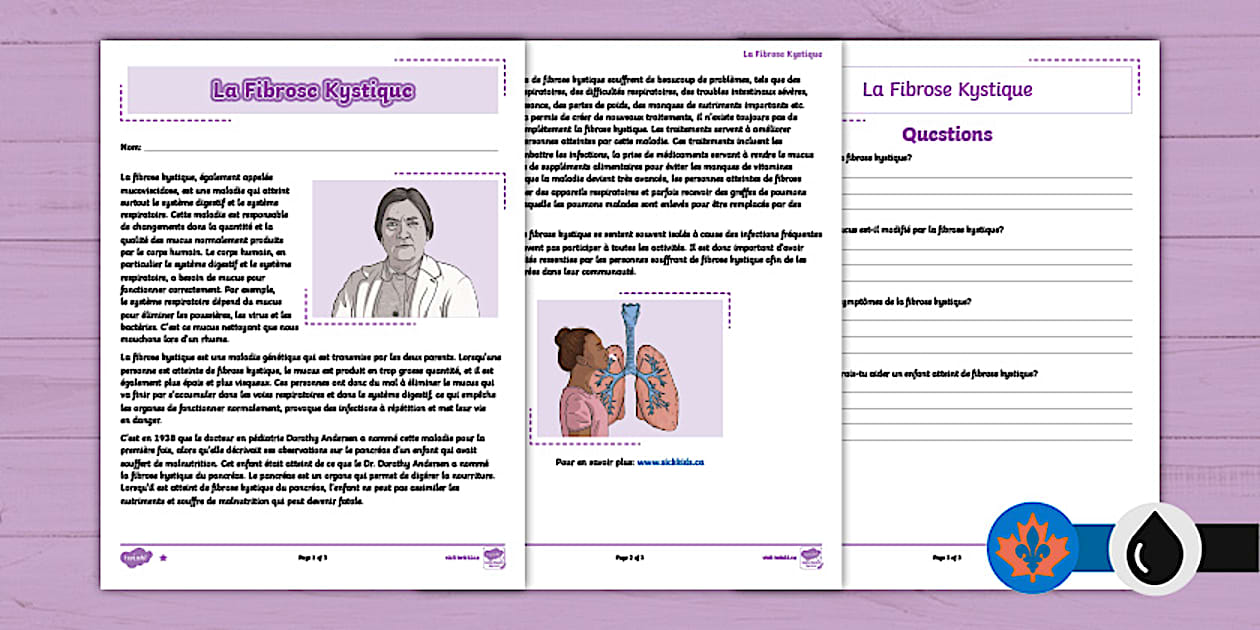 Cystic Fibrosis Reading Comprehension (Differentiated)French