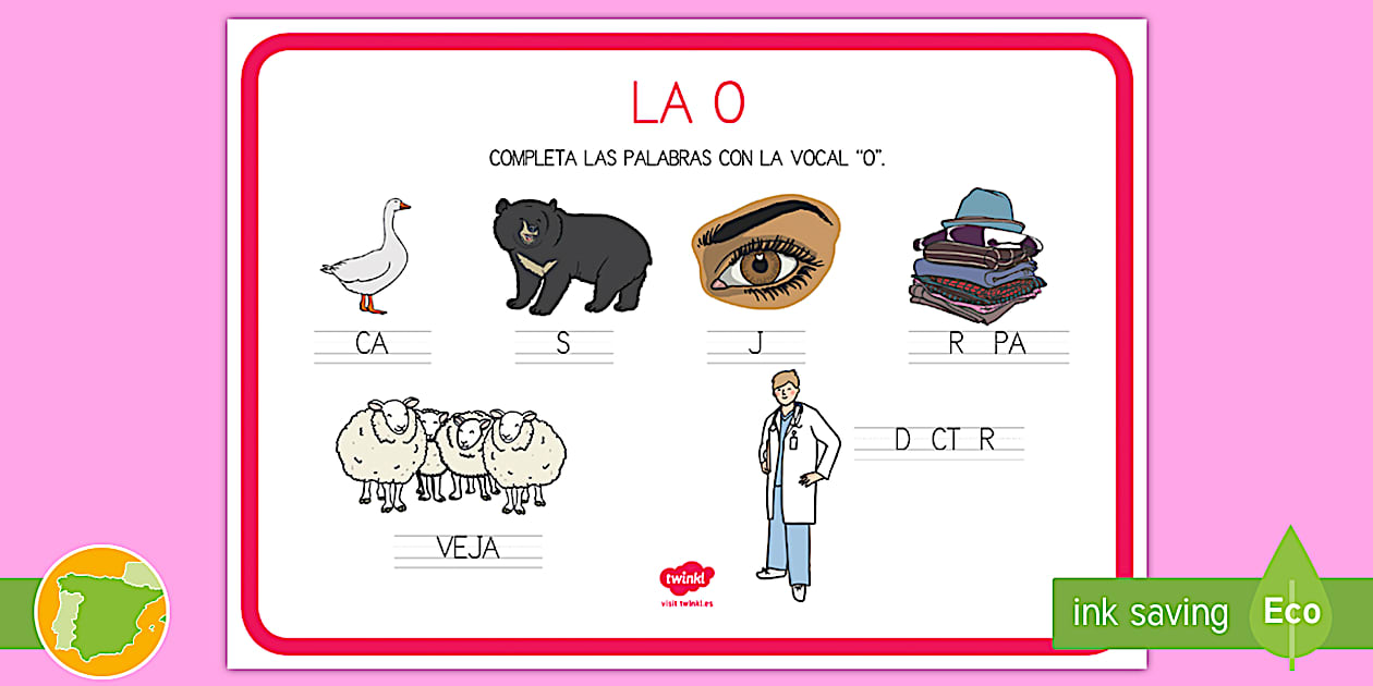 Ficha de lecto: Las vocales - O (Teacher-Made) - Twinkl