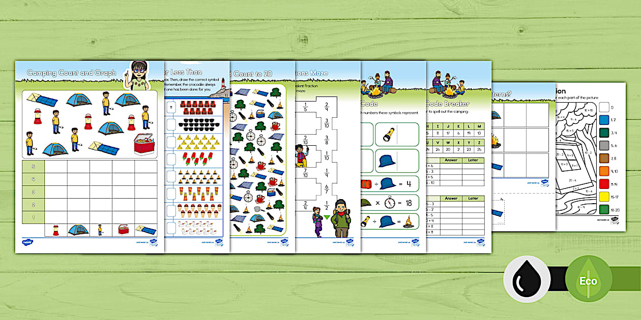 Camping-Themed Summer Fun Math Activity Pack