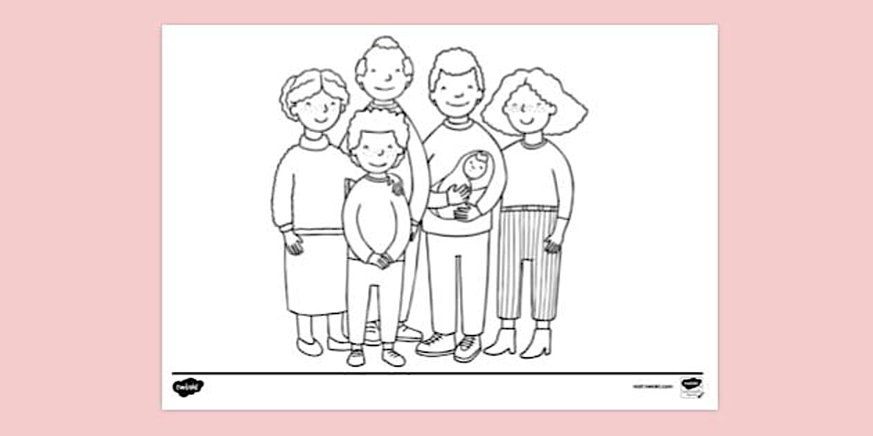 Family Together Colouring | Colouring Sheets
