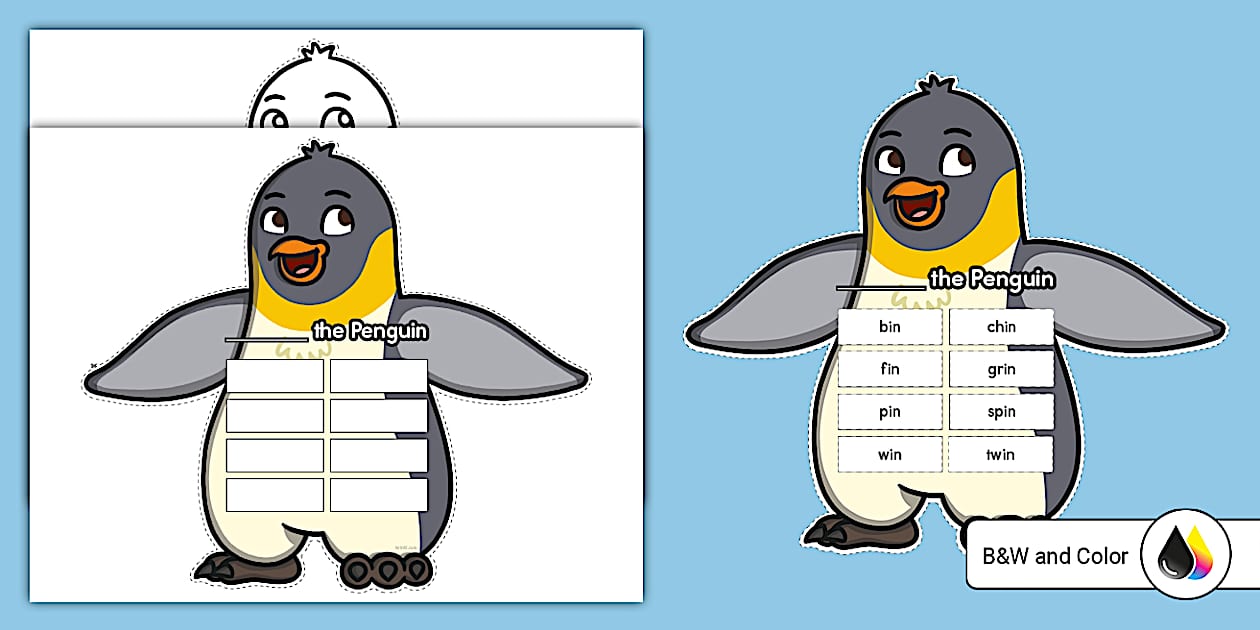 Penguin -in Word Family Craft Activity for K-1st Grade