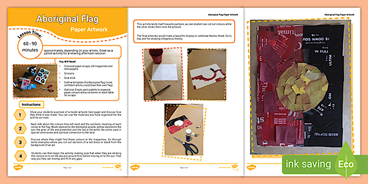 Aboriginal Flag Recycled Artwork - Aboriginal Lesson Plans