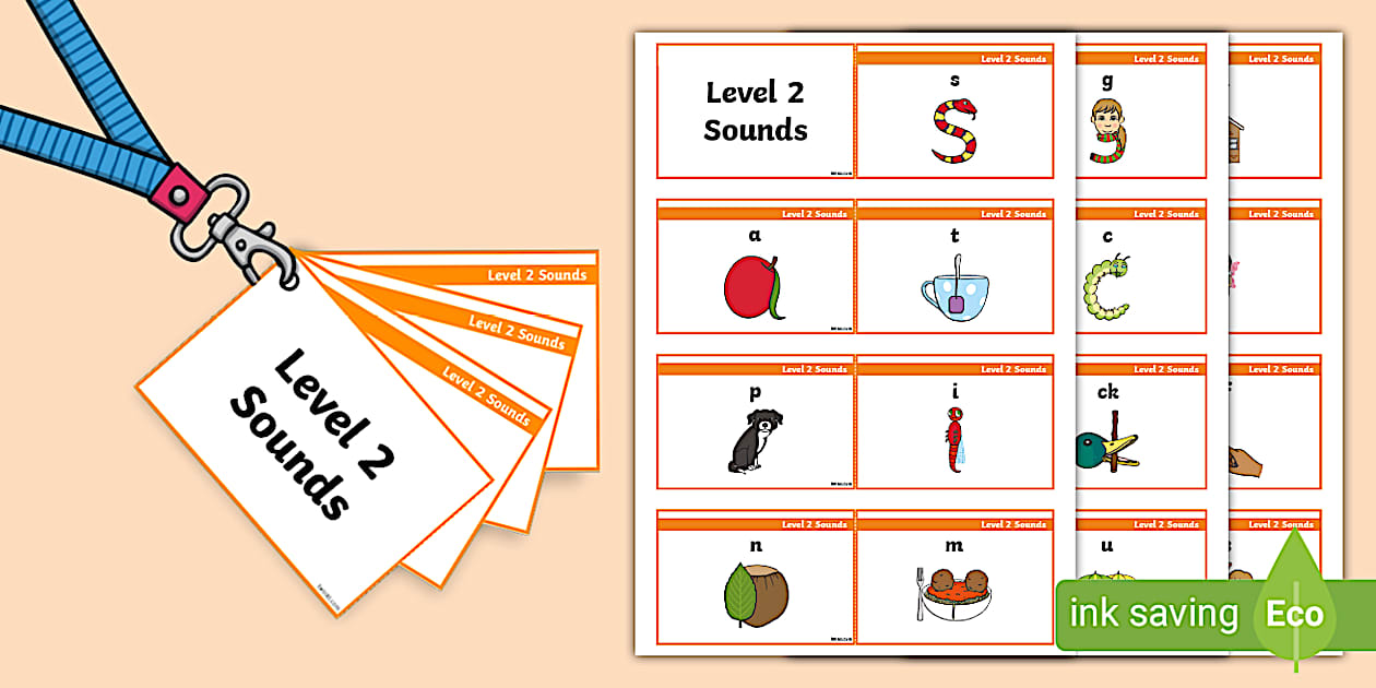 Level 2 Phonics Sounds Lanyard-sized Cards (teacher made)