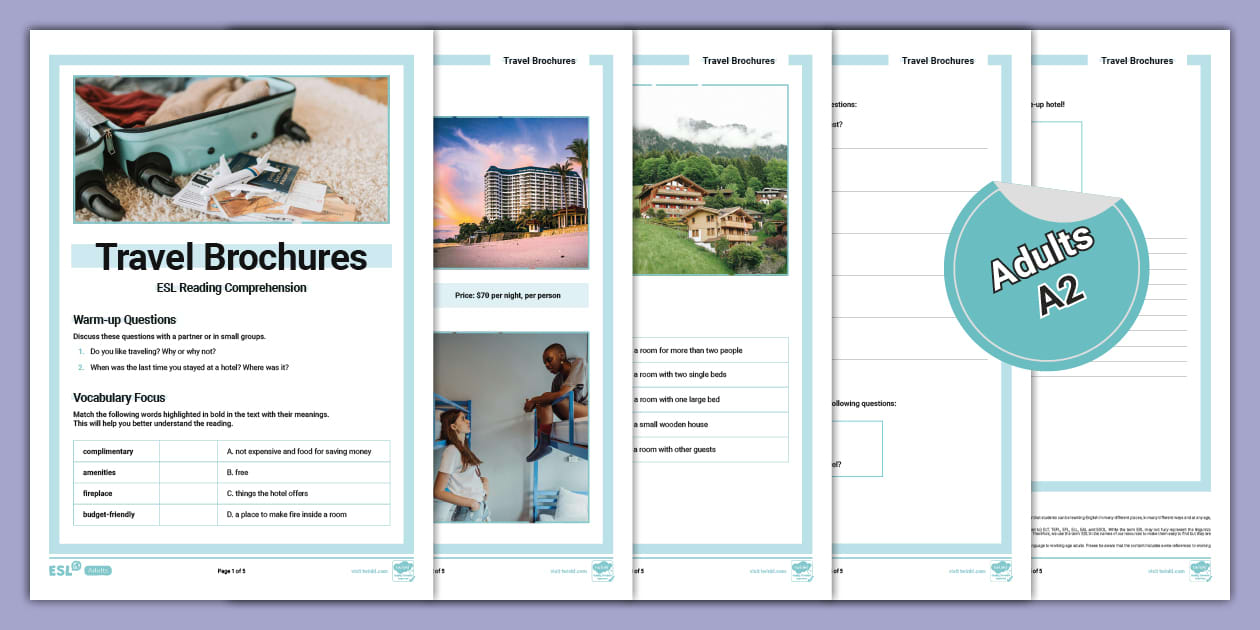 ESL Travel Brochures Reading Comprehension [Adults, A2]