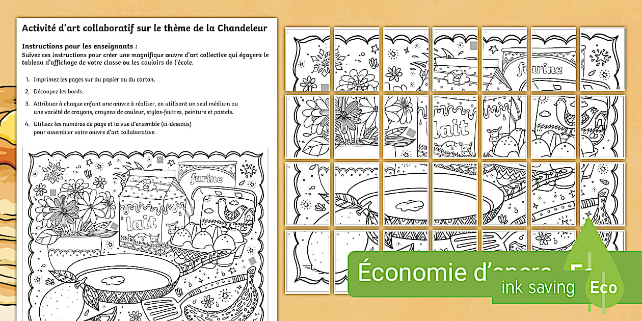 Activité d'art collaboratif sur le thème de la Chandeleur