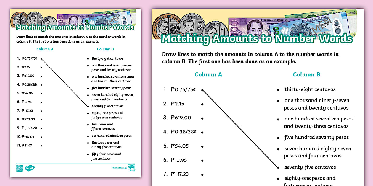 Matching Amounts to Number Words | Grade 1 | Twinkl - Twinkl