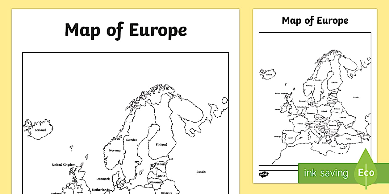Blank Europe Map Outline - KS2