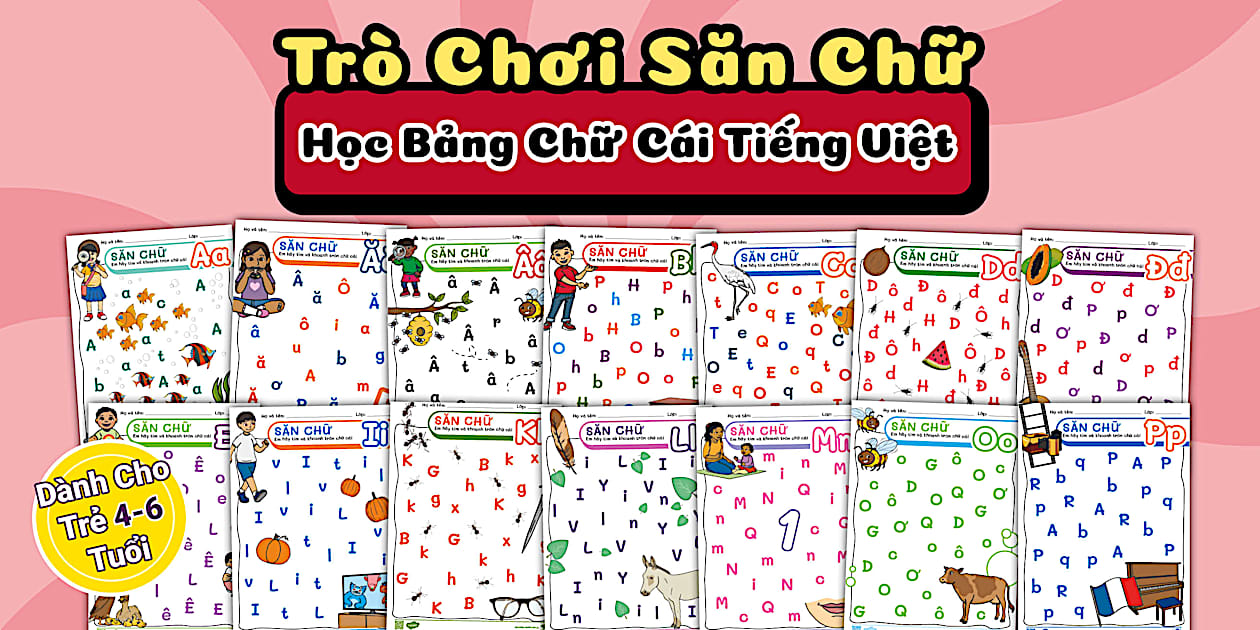 Bộ Phiếu Bài Tập Săn 29 Chữ Cái Tiếng Việt