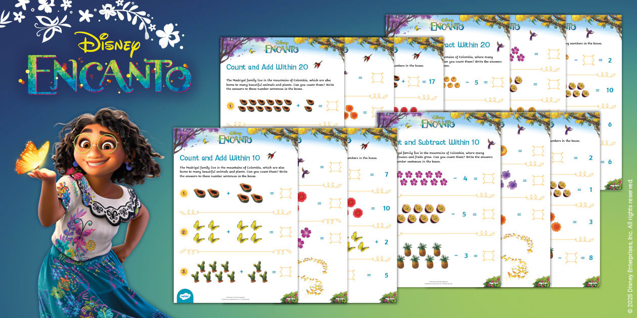 👉 Count and Add/Subtract Encanto Maths Worksheets | Twinkl