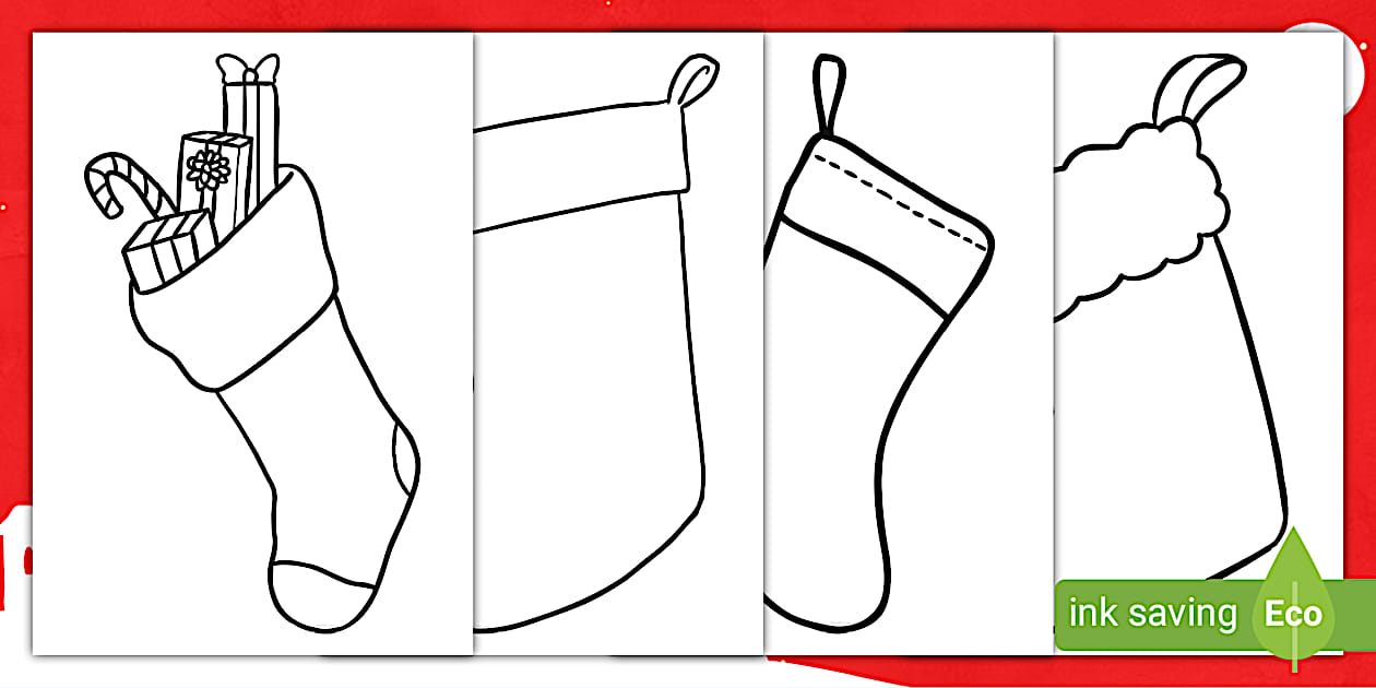 Christmas Stocking Colouring sheets and Cut-Outs - Twinkl