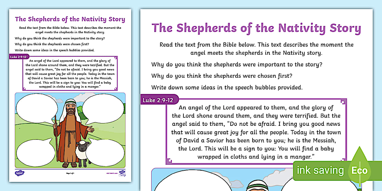 The Nativity Story Shepherds Activity - KS1 - Religion