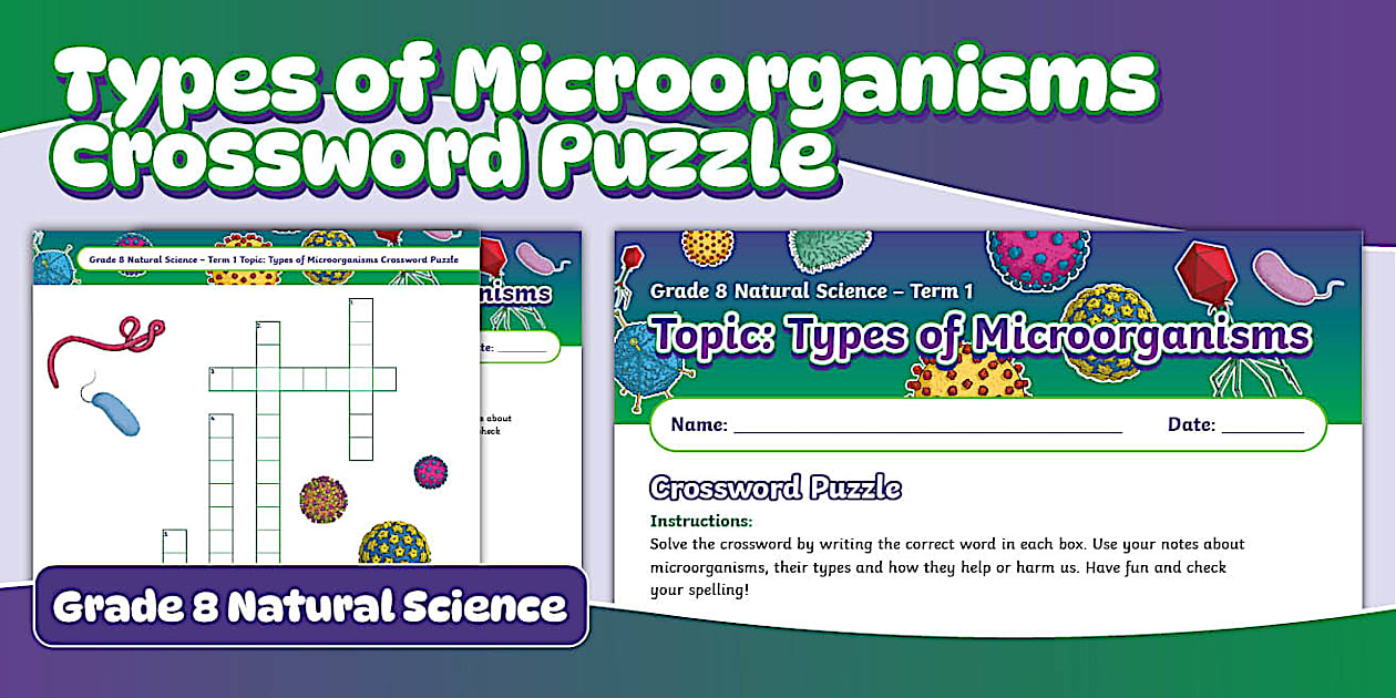 Grade 8 Natural Science Microorganisms Crossword Puzzle