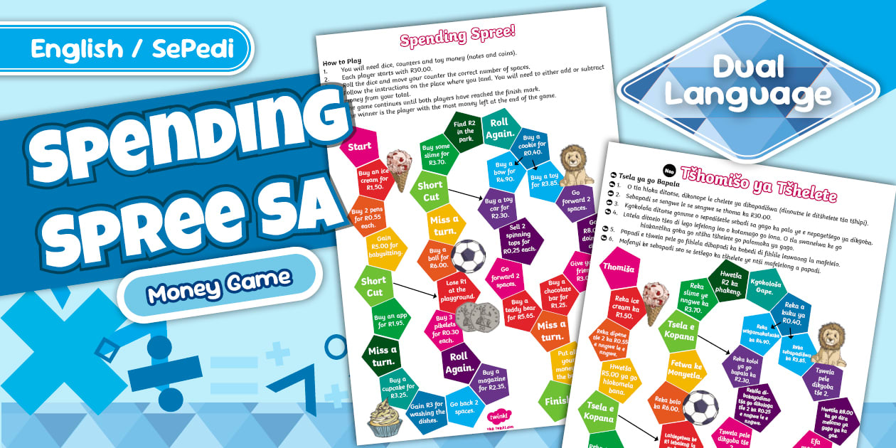 Grade 4 Maths Spending Spree SA Money Game – Sepedi/English