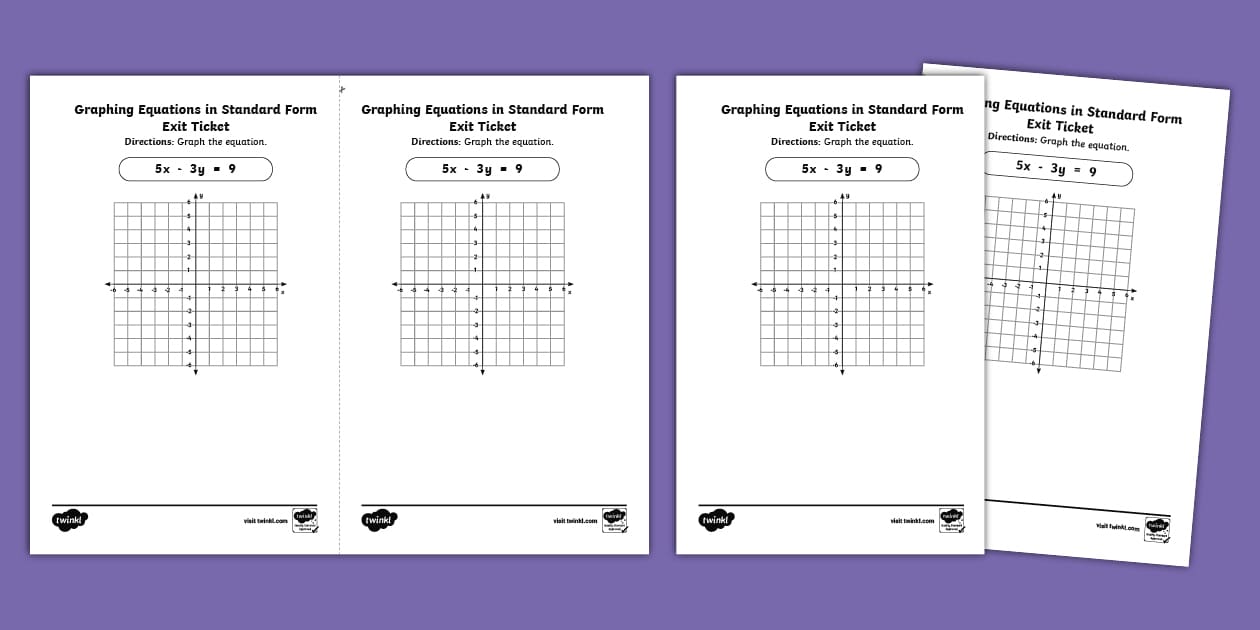 Eighth Grade Graphing Equations in Standard Form Exit Ticket