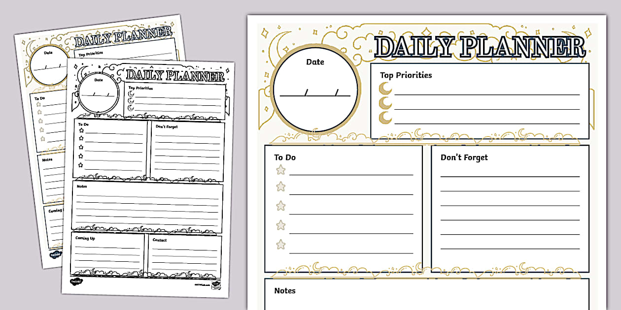 Celestial-Themed Daily Planner (teacher made) - Twinkl