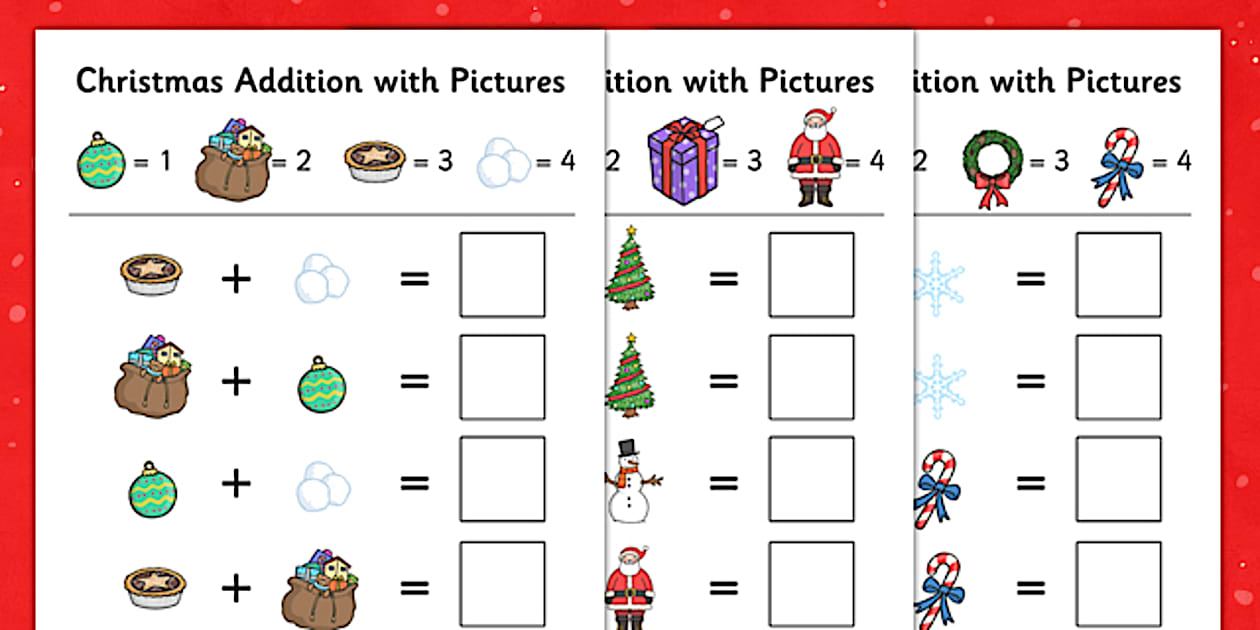 Editable Christmas Addition with Pictures (teacher made)