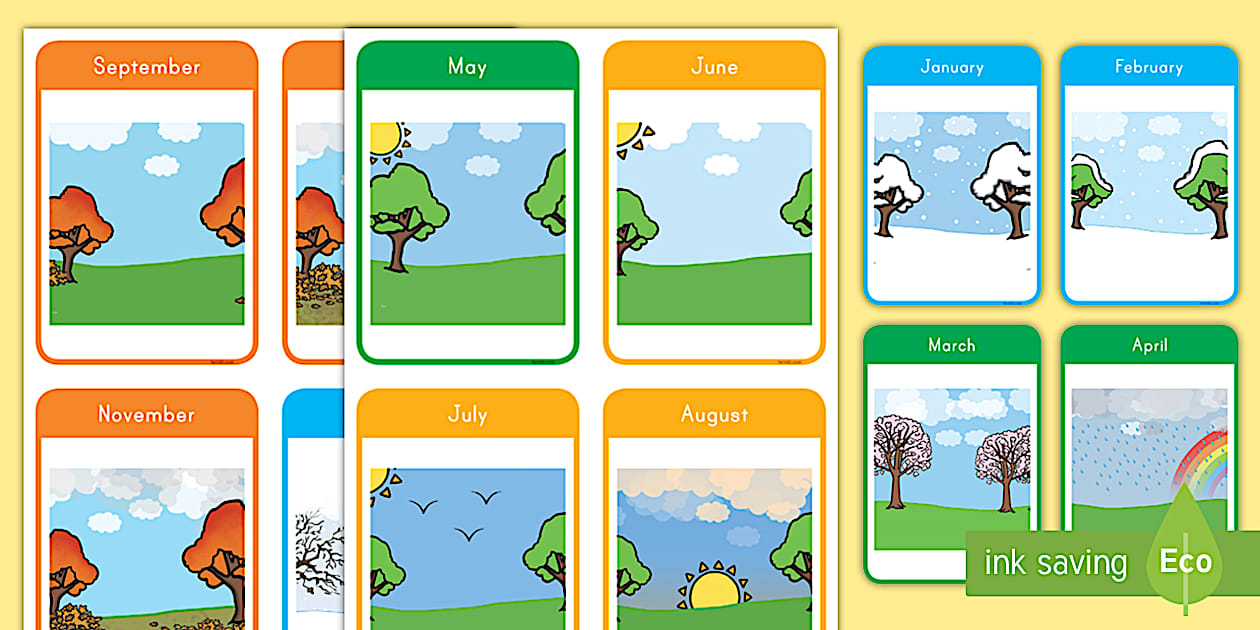 Months of the Year Flash Cards (teacher made) - Twinkl