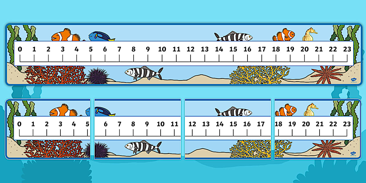 Under the Sea-Themed Bridging Through Ten 0 to 23 Number Line Display ...