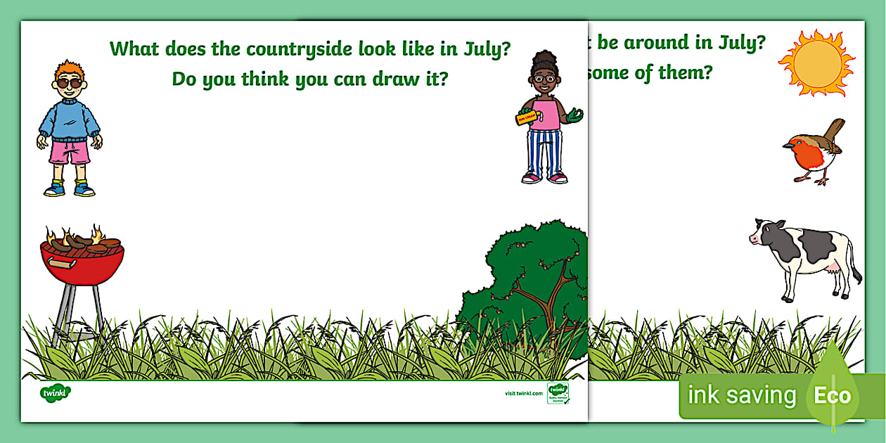 July Drawing Prompts (Teacher-Made) - Twinkl