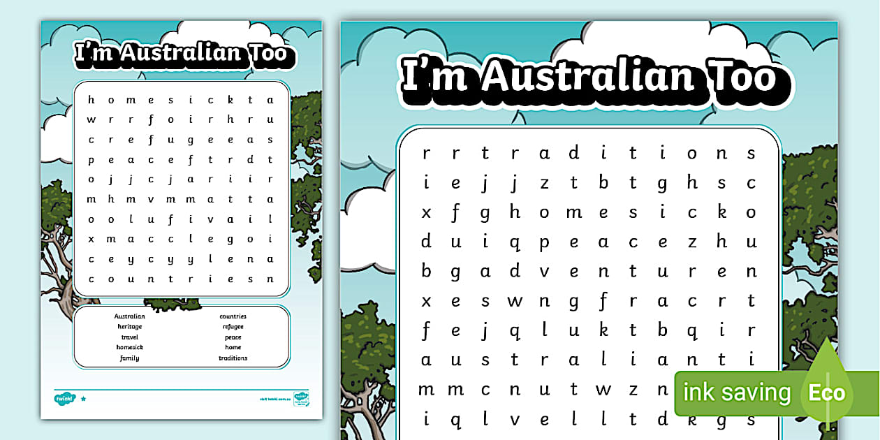 'I'm Australian Too' Word Search | Mem Fox and Ronojoy Ghosh