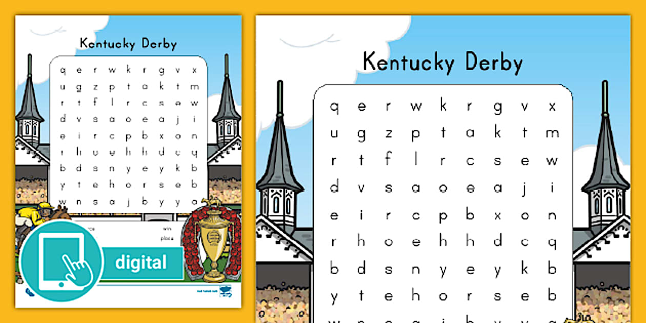 Kentucky Derby Word Search for K-2nd Grade (Teacher-Made)