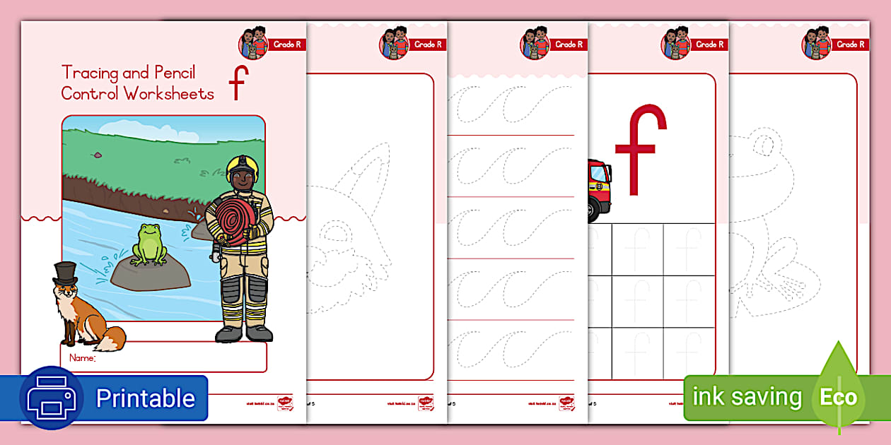 Gr. R Phonics Letter F Tracing and Pencil Control Worksheets