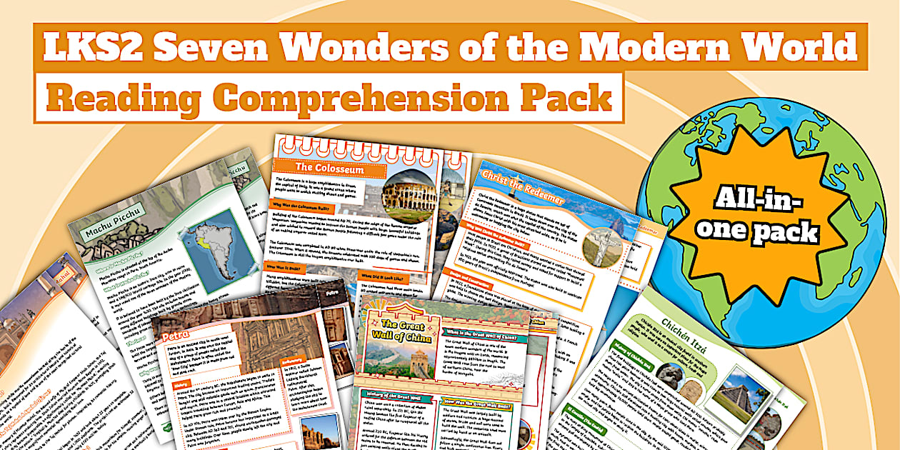 LKS2 Seven Wonders of the Modern World Reading Comprehension Pack