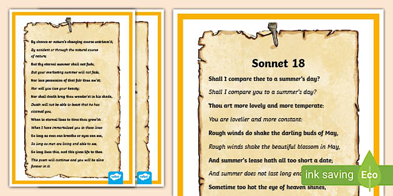 Sonnet 18 Poster (teacher made) - Twinkl