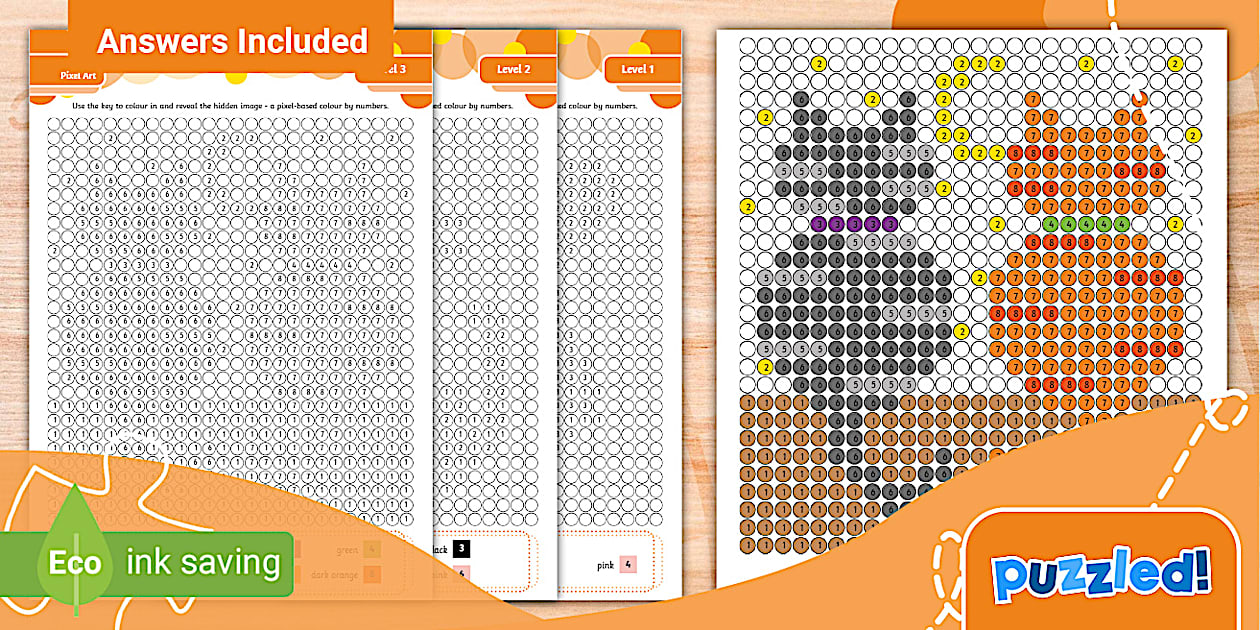 Cat Pixel Art Colouring Puzzle (teacher made) - Twinkl