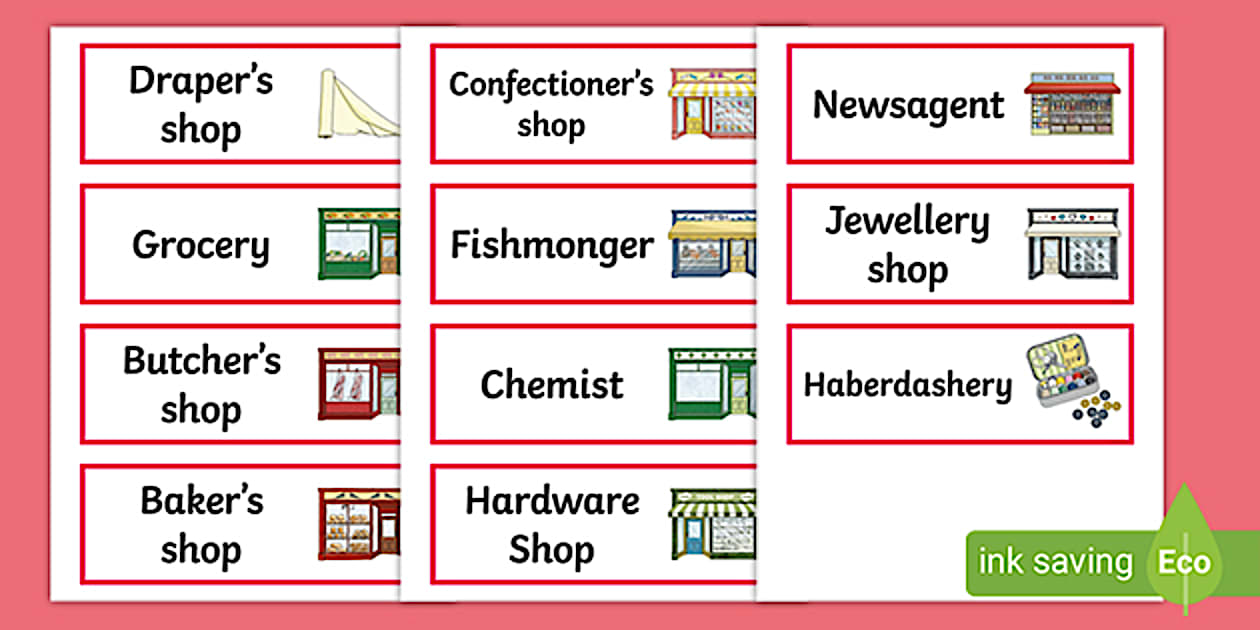 Shops of the Past - Word Cards (teacher made) - Twinkl