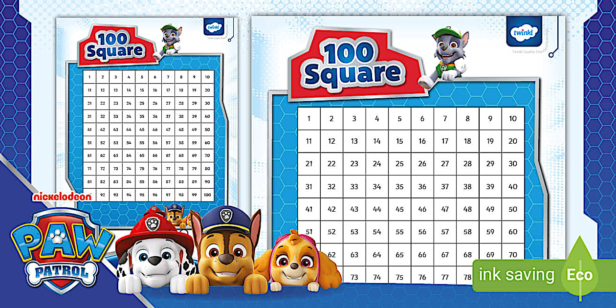 FREE! - 👉 PAW Patrol: 100 Square (Hundred Square) FREE! - 👉 PAW Patrol: 100 Square (Hundred Square)
