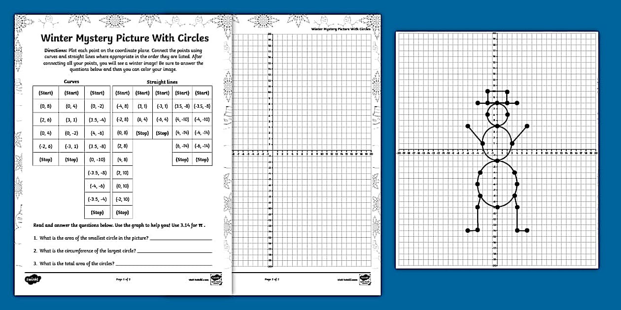 Seventh Grade Winter Mystery Picture With Circles - Twinkl