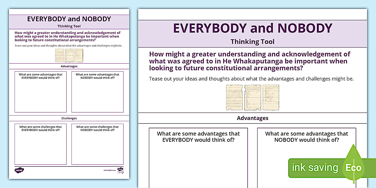 He Whakaputanga 'Everybody and Nobody' Thinking Template