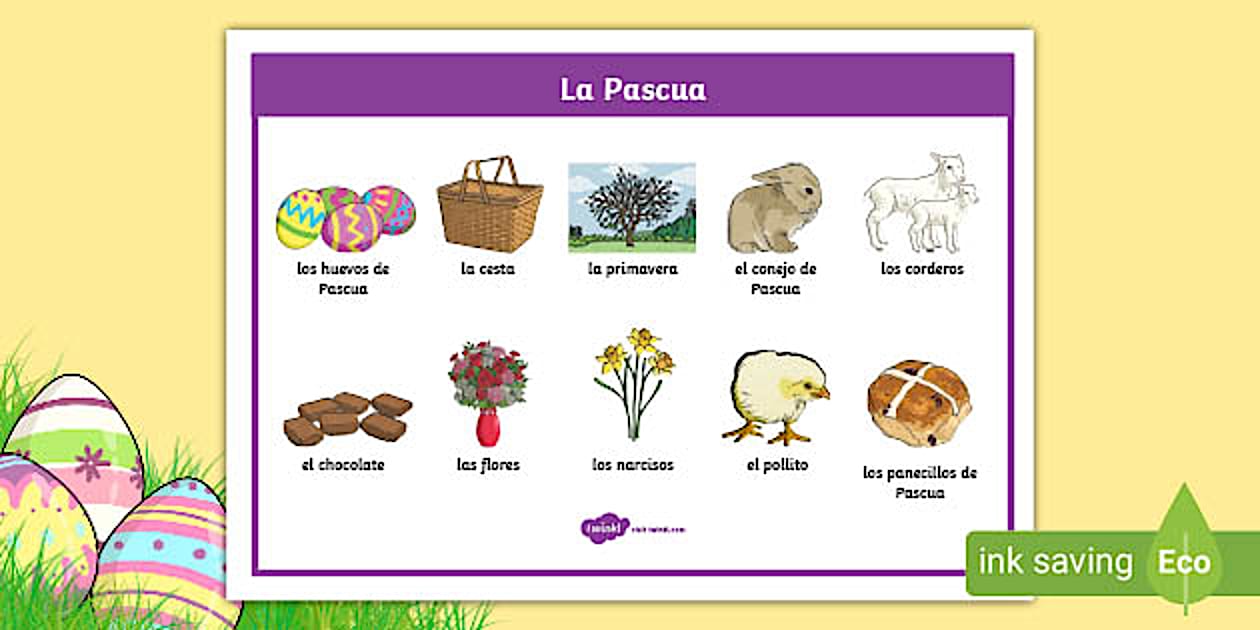 Easter SpanishWord Mat - Twinkl