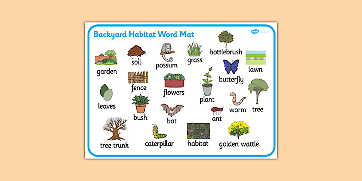 Cursive Backyard Habitat Word Mat (teacher made) - Twinkl