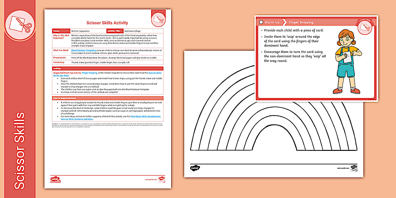Fine Motor Scissor Skills Adult-Led Activity Rainbow Collage