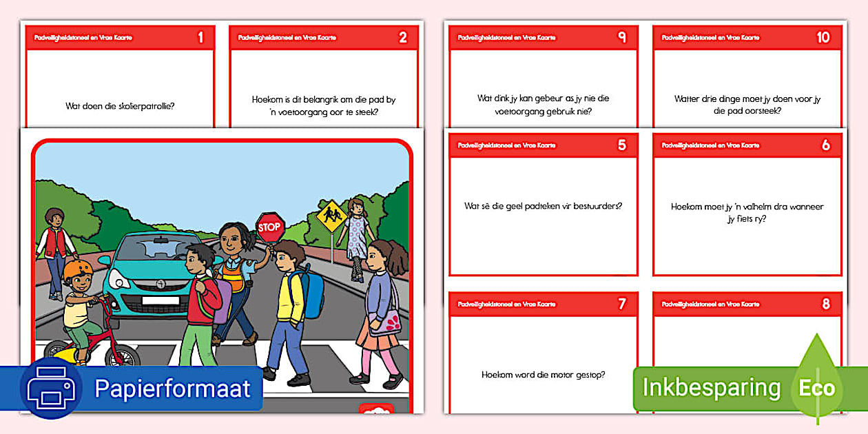 Padveiligheidstoneel en Vrae Kaarte (teacher made) - Twinkl