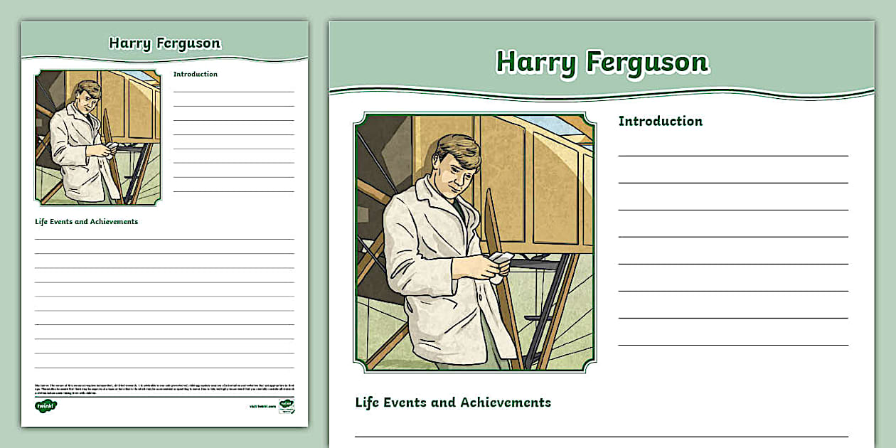 Harry Ferguson Biography Template (professor feito) - Twinkl