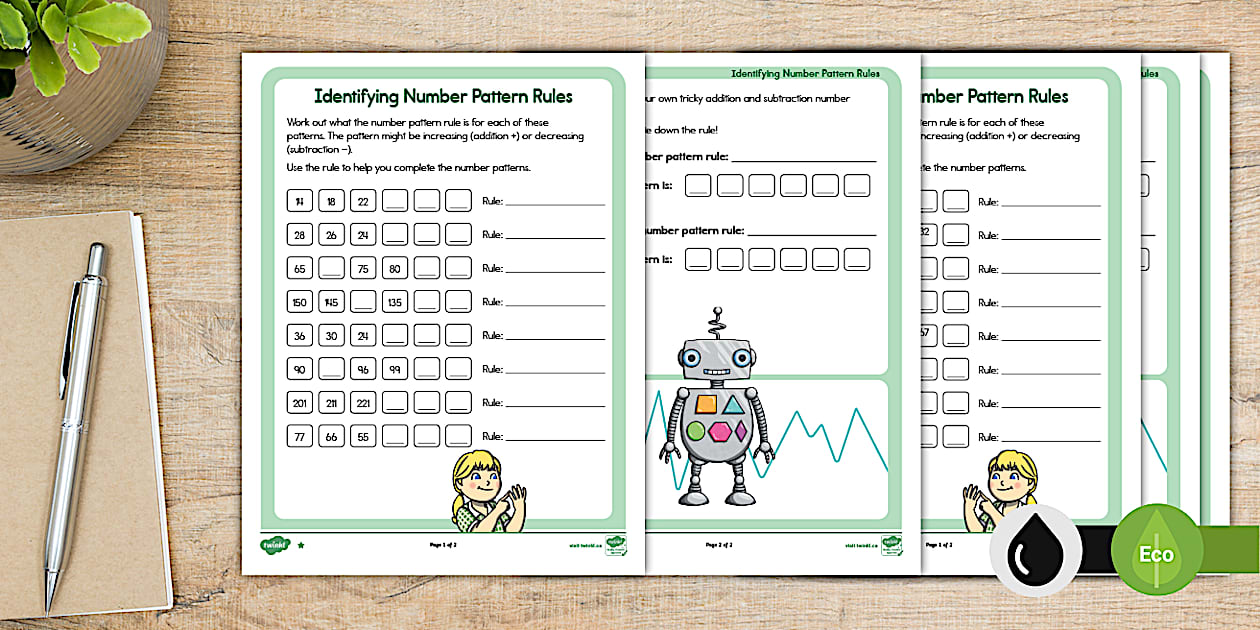 Identifying the Number Pattern Worksheet - Twinkl