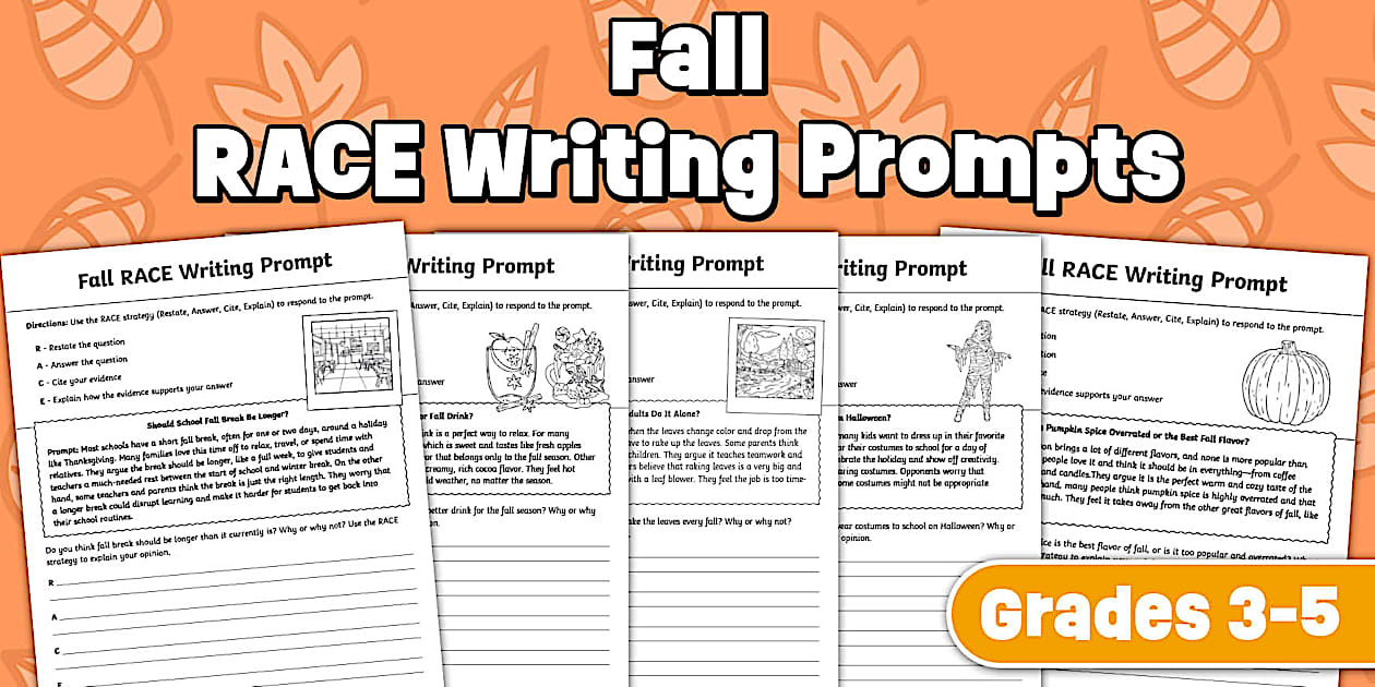 Fall RACE Writing Prompts for 3rd-5th Grade