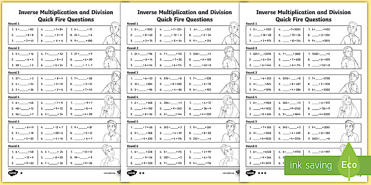LKS2 Inverse Multiplication and Division Worksheets - Twinkl
