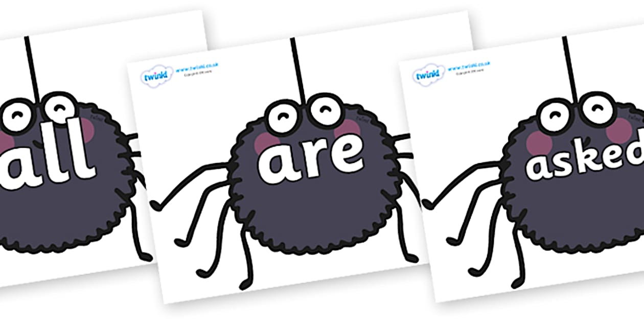 Cursive Tricky Words on Spiders (teacher made) - Twinkl