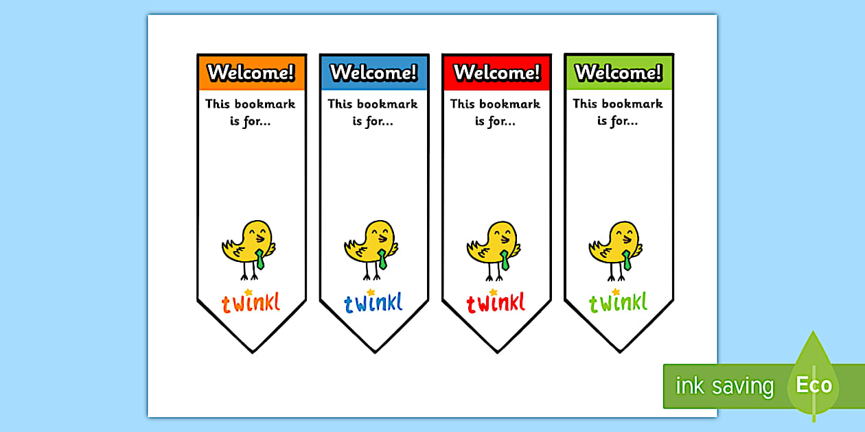 👉 Editable Welcome Bookmarks - Bookmark Template | Free