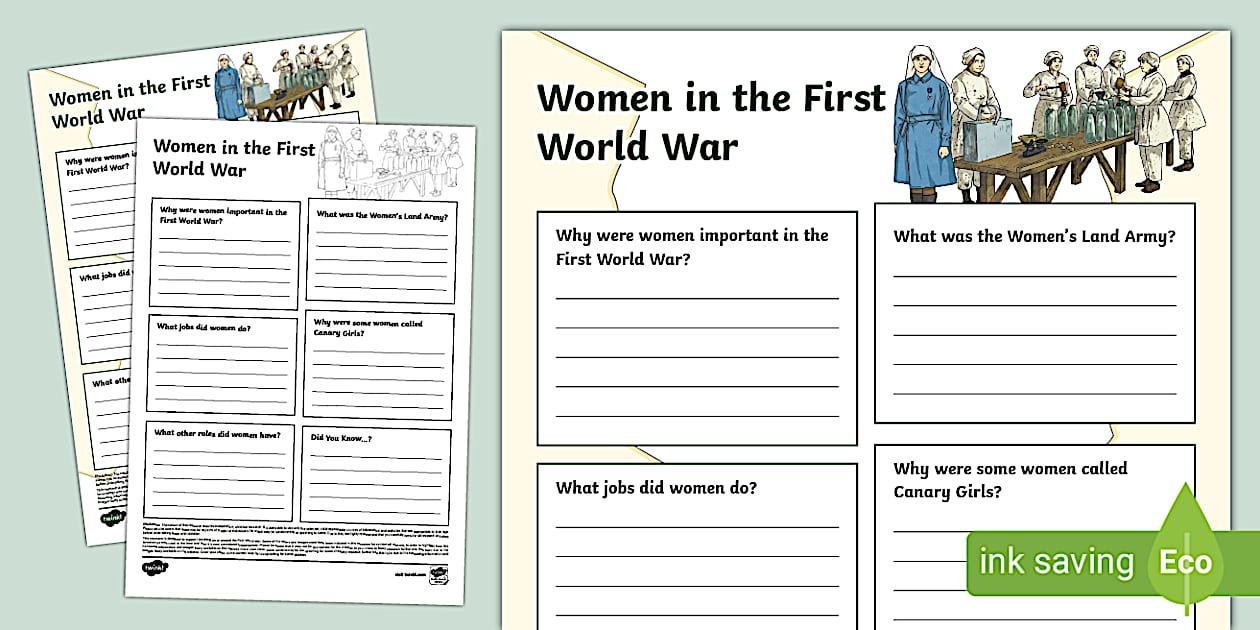 Women in the First World War Fact File Template - Twinkl