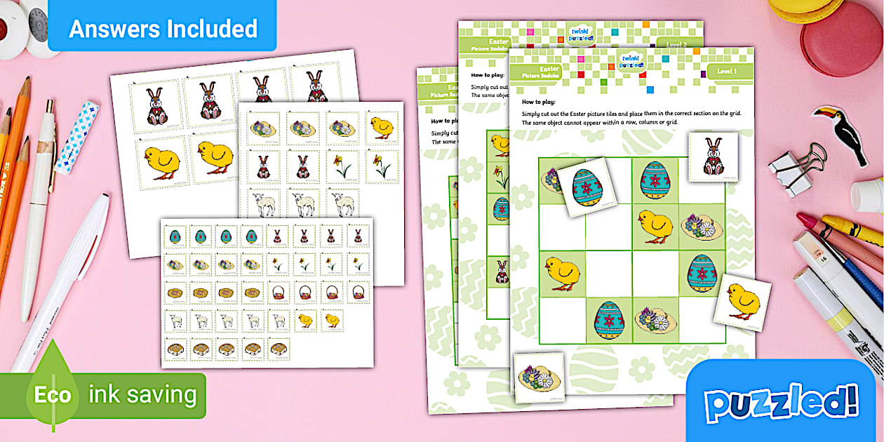 Easter Picture Sudoku Puzzle Pack - Twinkl Puzzled - kids