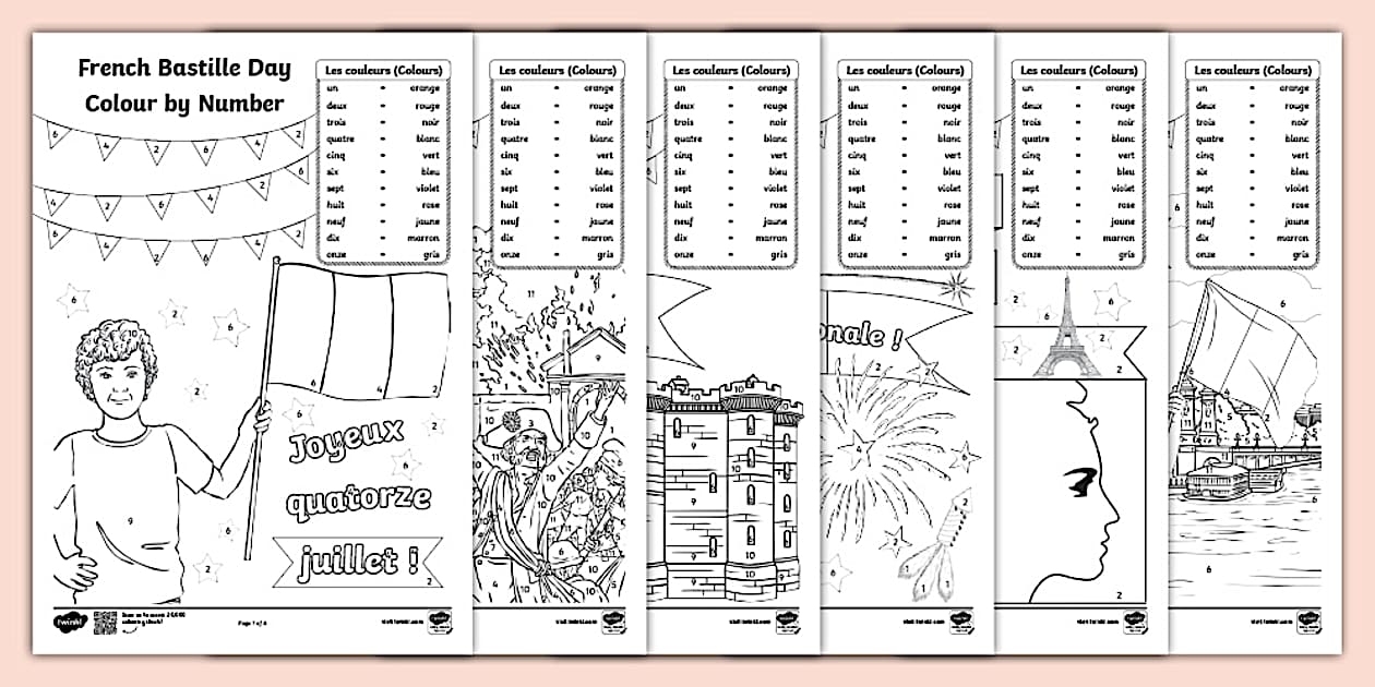 👉 Bastille Day Colour by Number - Twinkl French - Twinkl